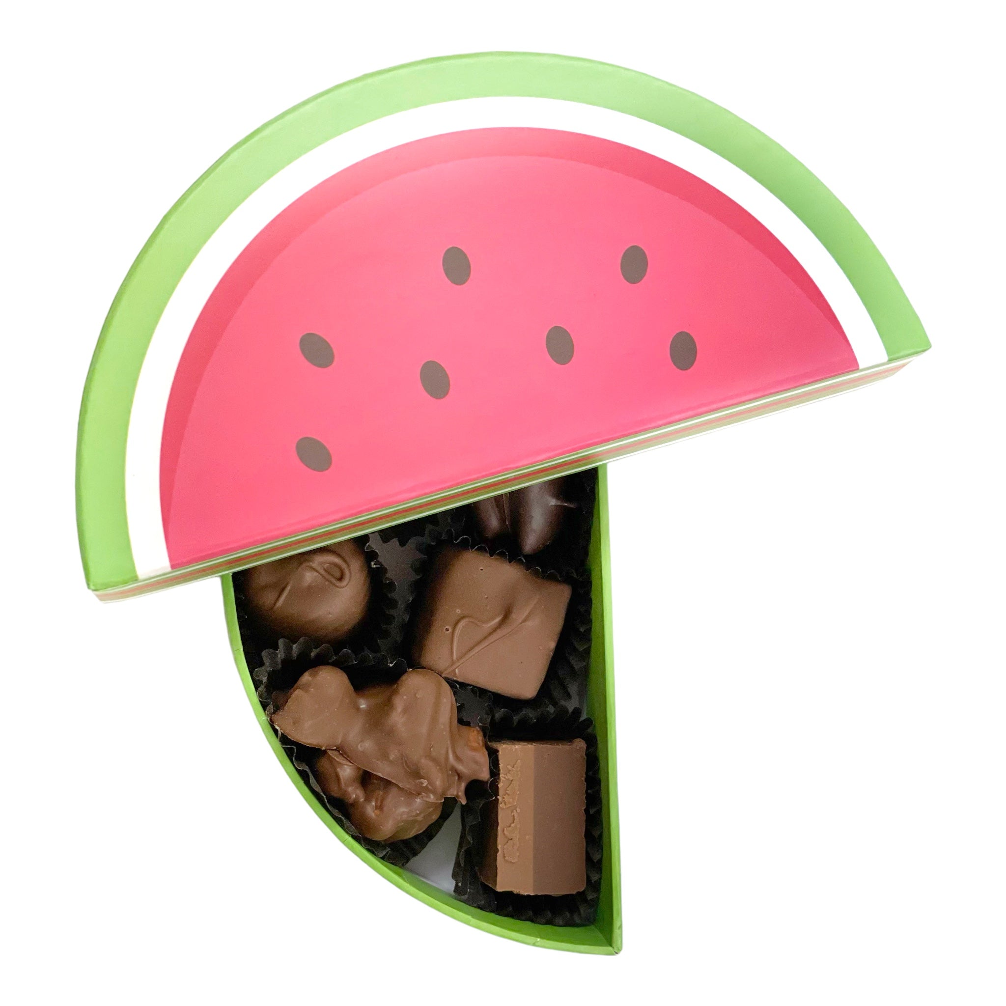 Watermelon Box filled with assorted chocolates - Nandy's Candy